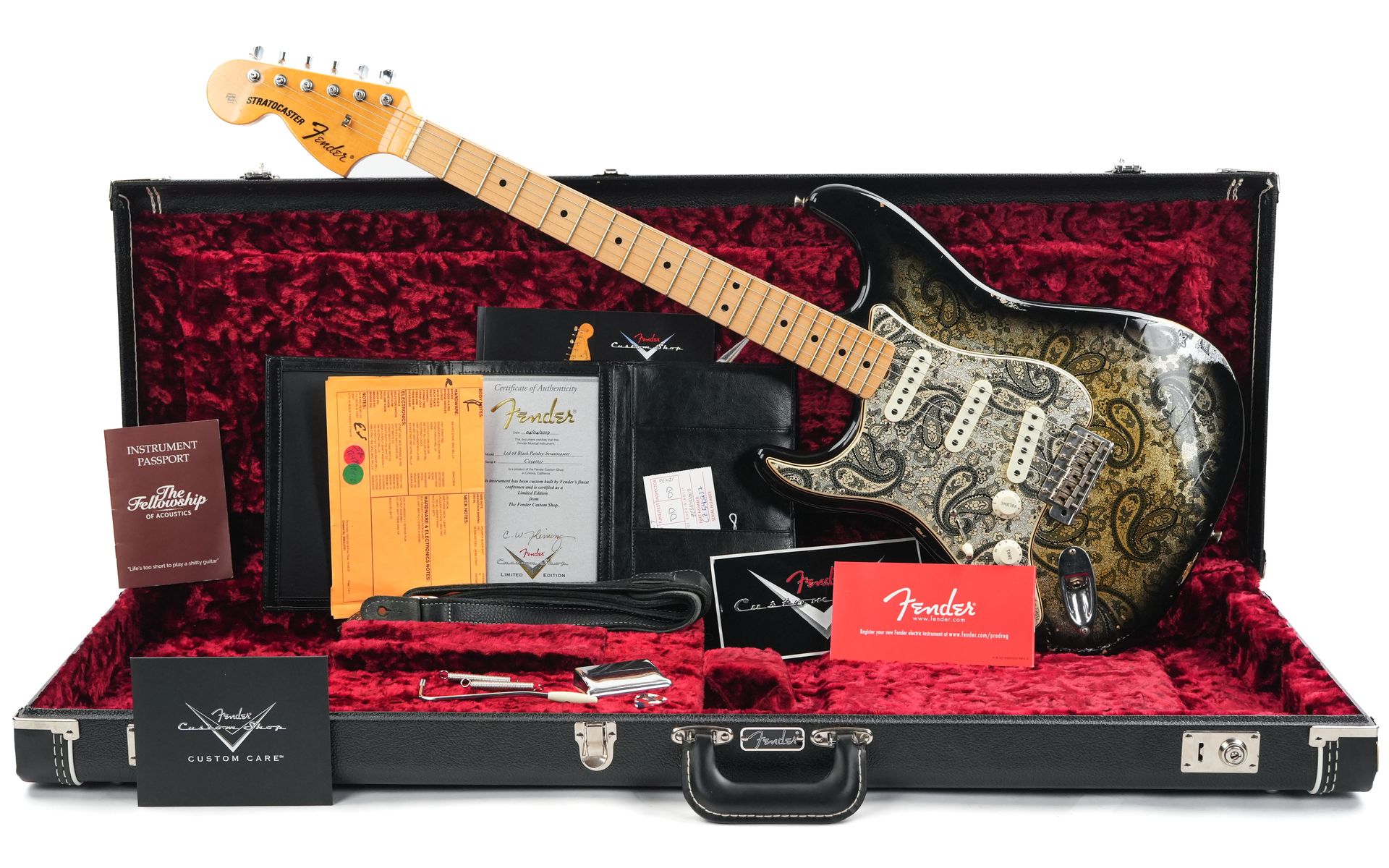 Fender 68 Stratocaster Custom Shop Ltd Black Paisley Relic Lefty 2019 ...